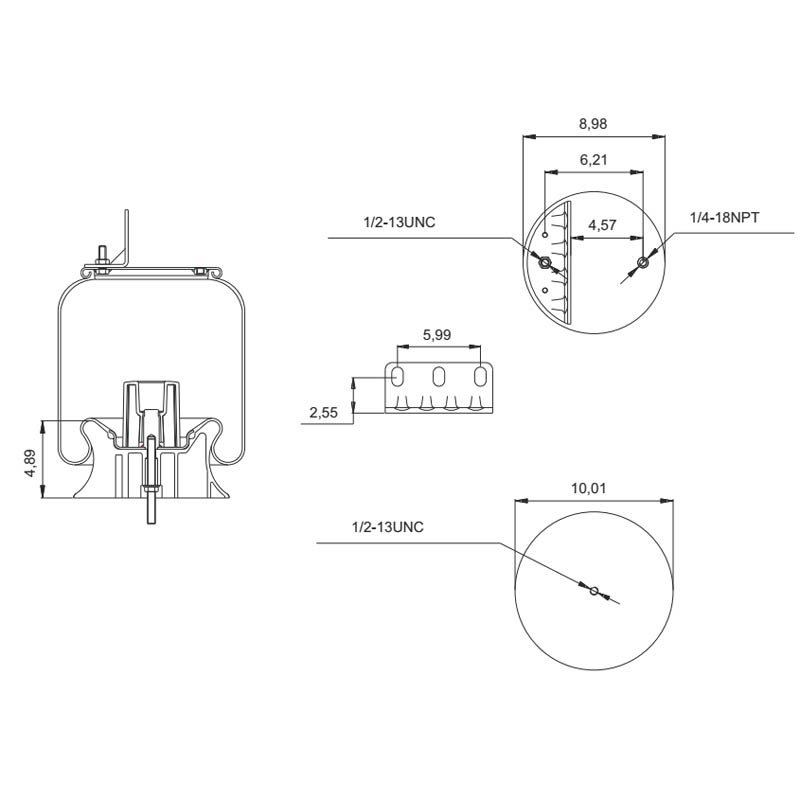 Spring Pro 889375 Air Bag, Replaces Hendrickson 50899-1, Mack 57QL414M ...