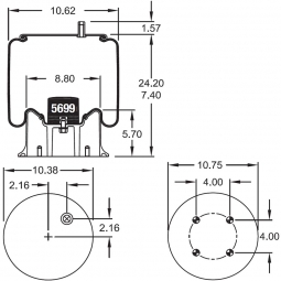 889580 Air Bag, Replaces Hendrickson Turner S20127 & Firestone W01-358 ...