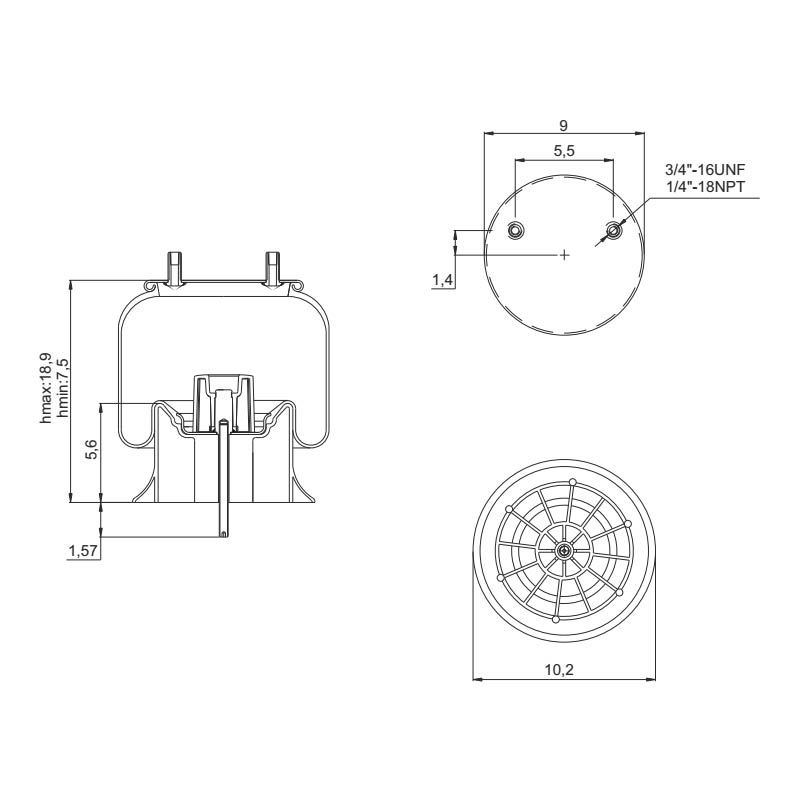 Spring Pro 889978 Air Bag, Replaces Hendrickson S-28929 & Firestone W01 ...