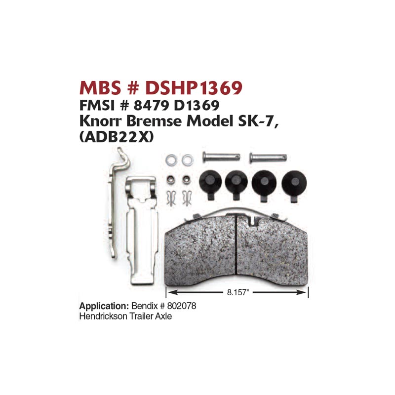 Marathon DiscStar DSHP 1369 FF Air Disc Brake Pad Kit, Replaces Bendix ...