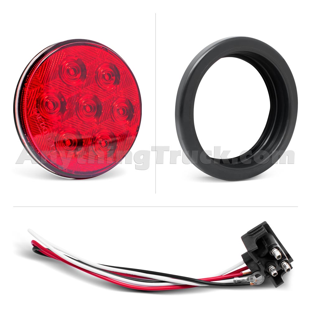 Pro LED 407RKIT 7-Diode 4" Round Red LED Stop/Tail/Turn Light Kit ...
