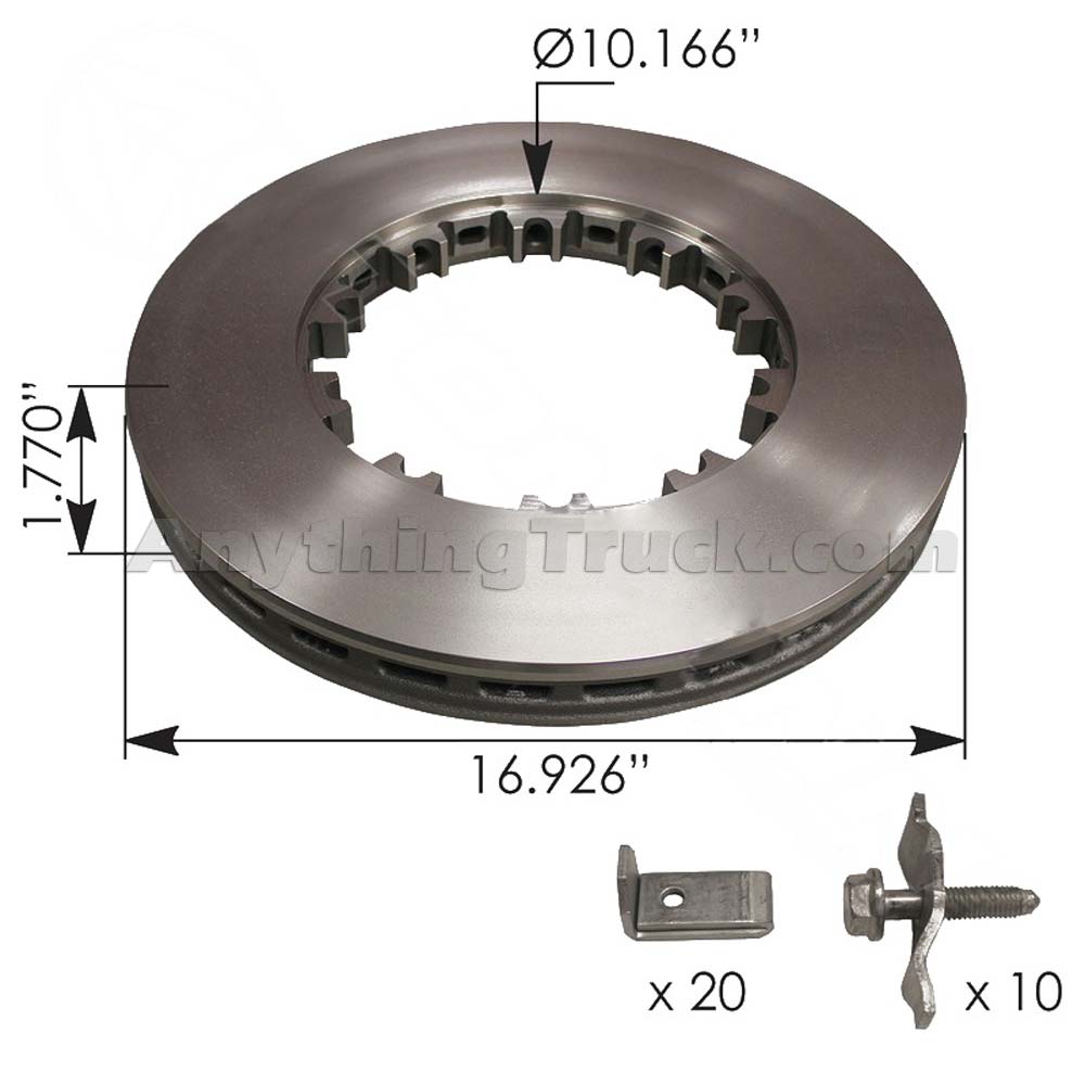 153.1802569 Heavy Duty Splined Disc Rotor Kit for Bendix ADB22X ...
