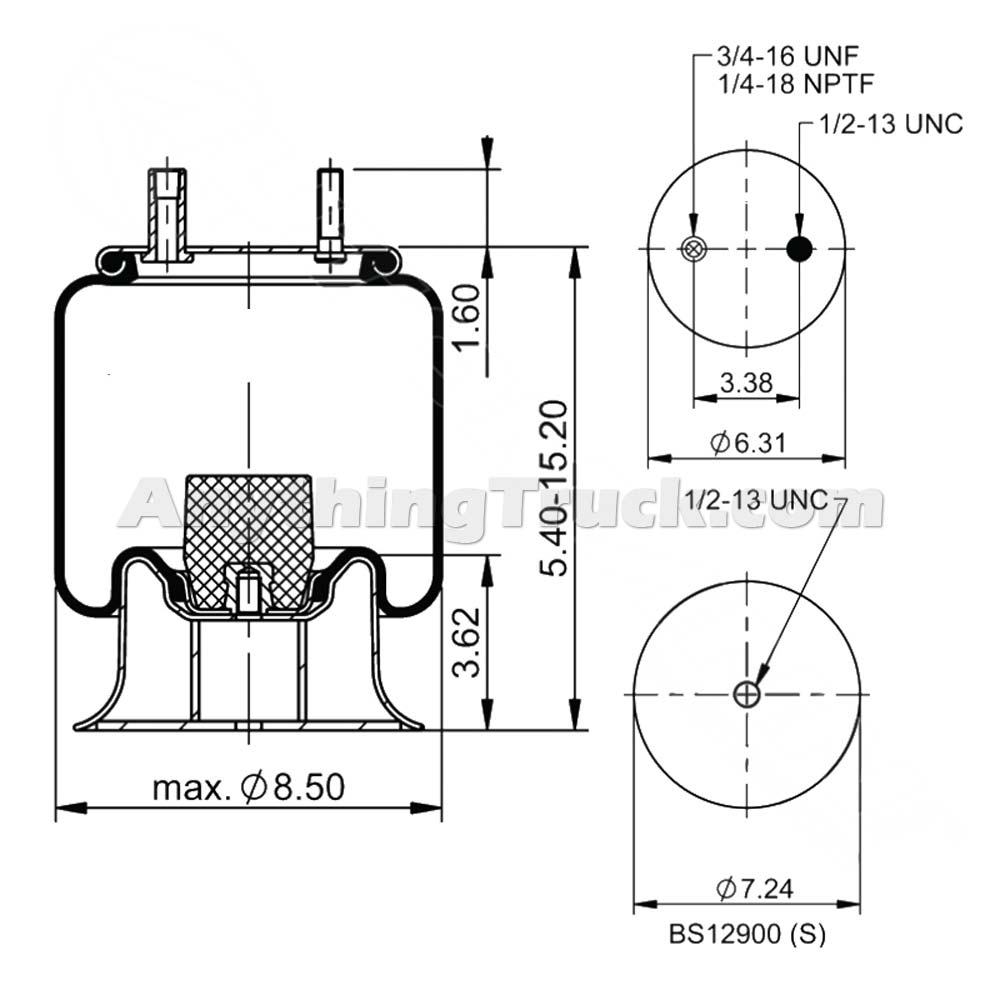 AB1DK10-5323 Air Spring, Replaces Granning 7504: AnythingTruck.com