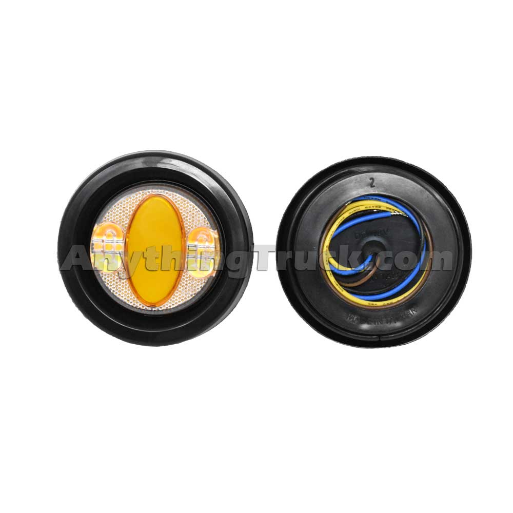 Pair of 2" Round Amber LED Marker Lights With Amber Warning Flash ...