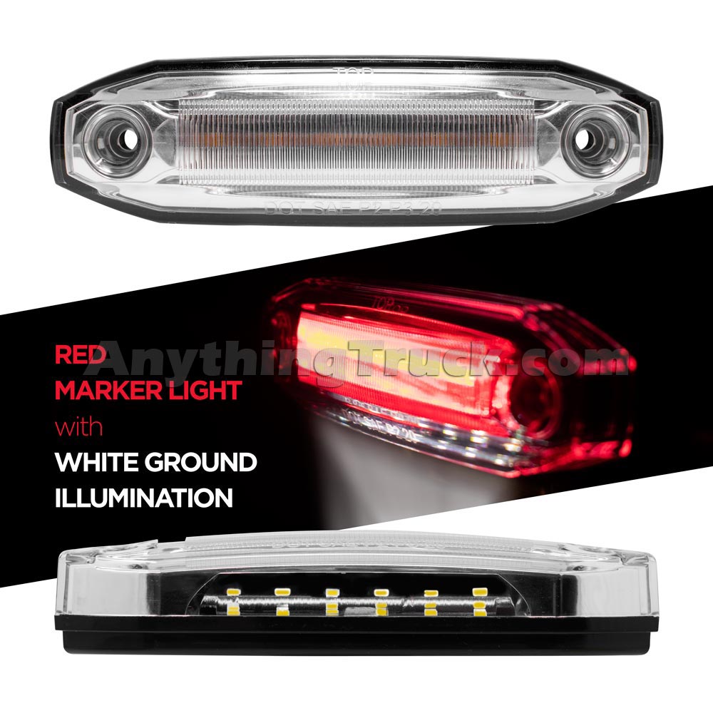 Pro LED 6980R 5" Long Red LED Side Marker Light With White Ground ...