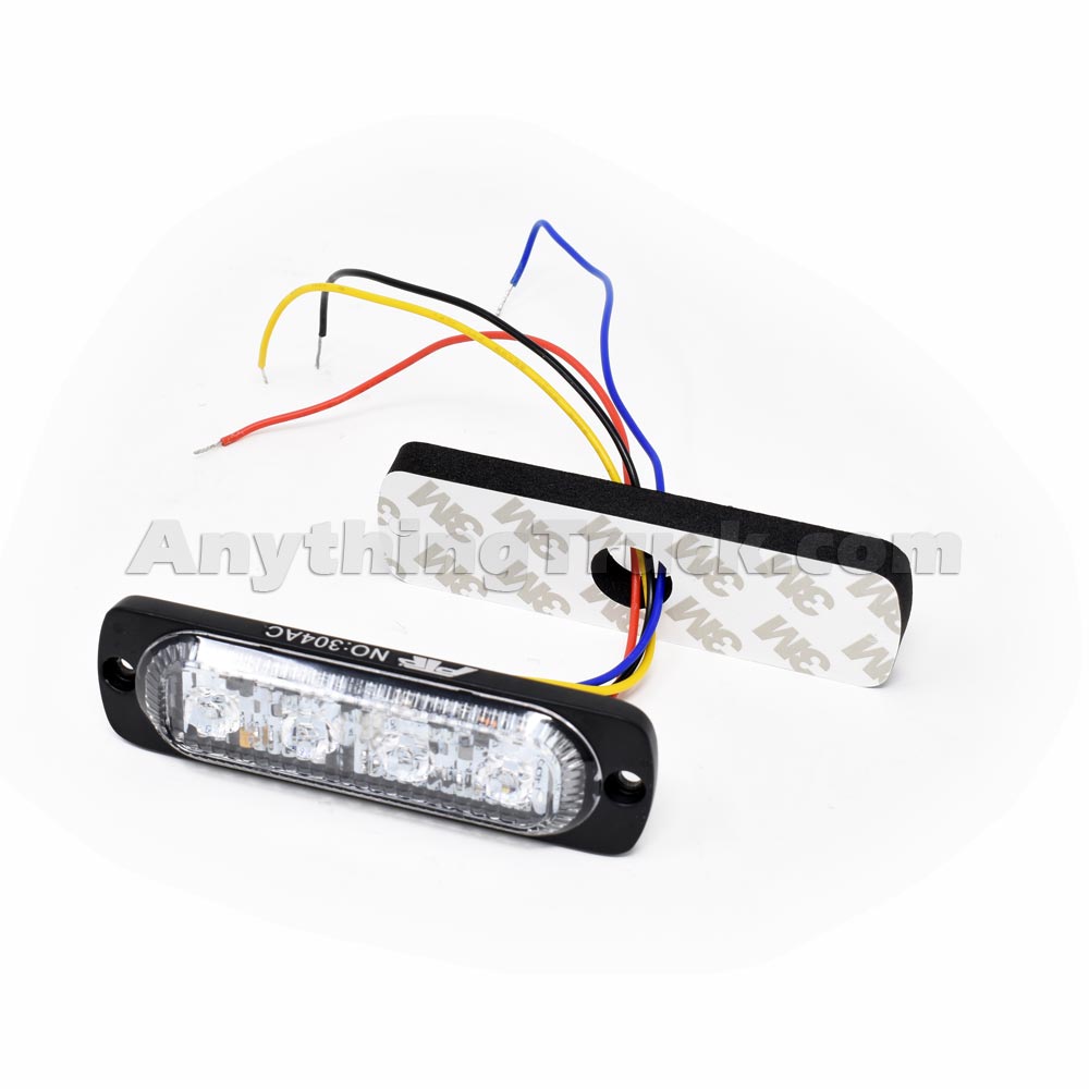 Pro LED 304AC Low Profile Amber/White Strobe Lamp, 10-30 Volts, 4 LEDs ...