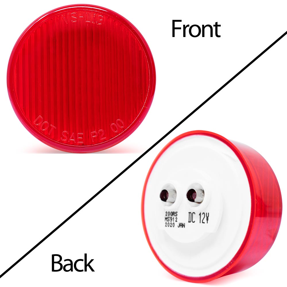 Pro LED 200RS Red 2-Inch Round LED Marker Light with Stripe Lens ...